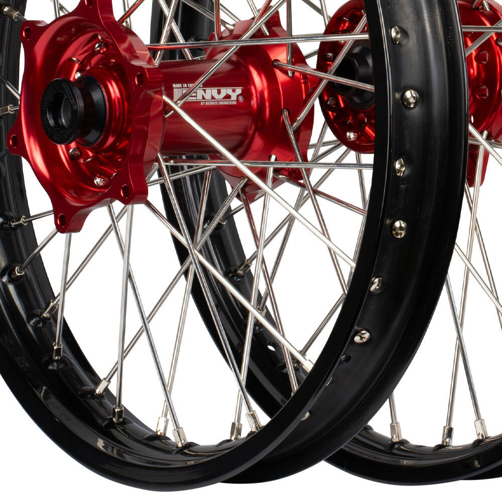 KTM 125 SXS 2002 - 2008 Envy / DID SNR Wheel Set 21/18 Black Rims Red Hubs
